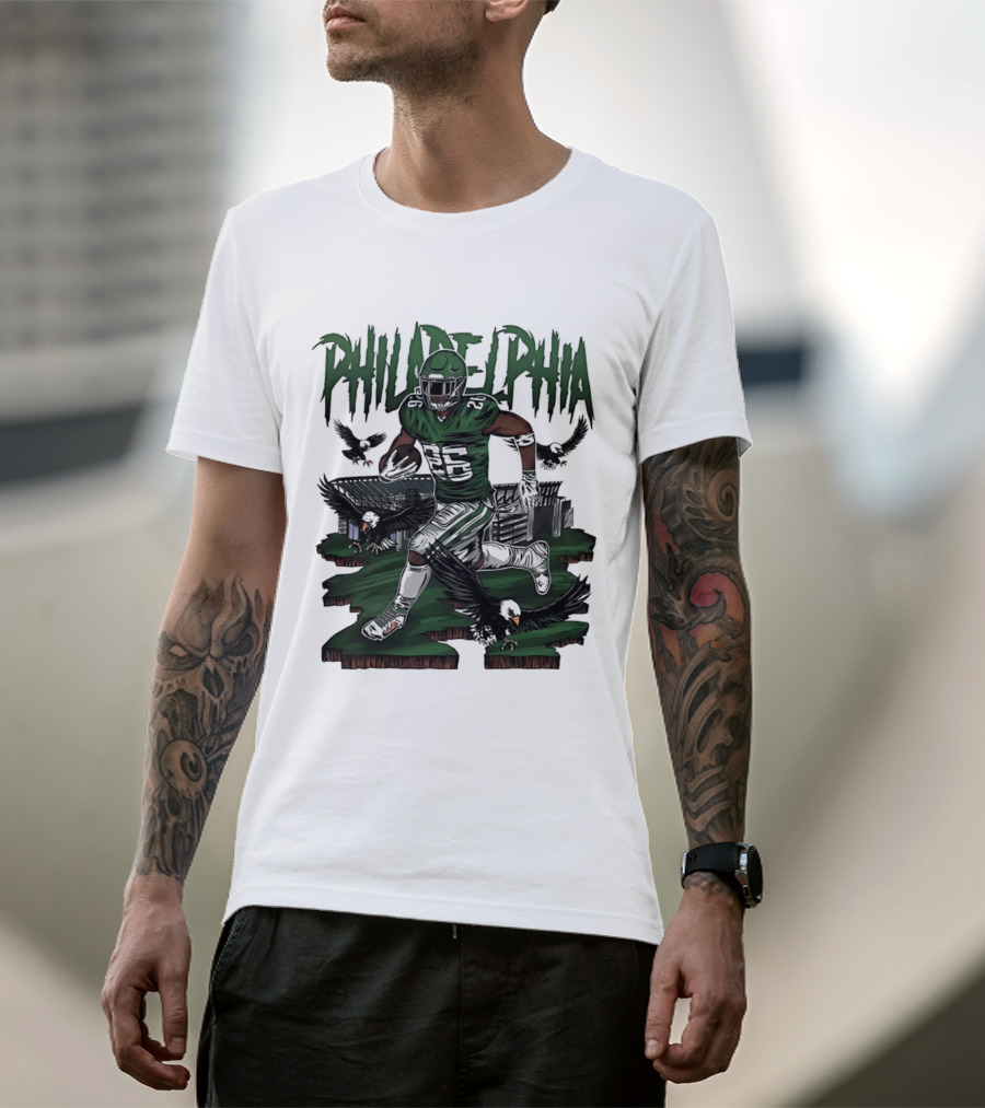 Philadelphia Eagles Running Back With Eagles T-Shirt