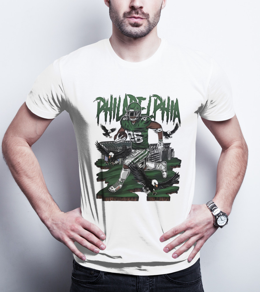 Philadelphia Eagles Running Back With Eagles T-Shirt