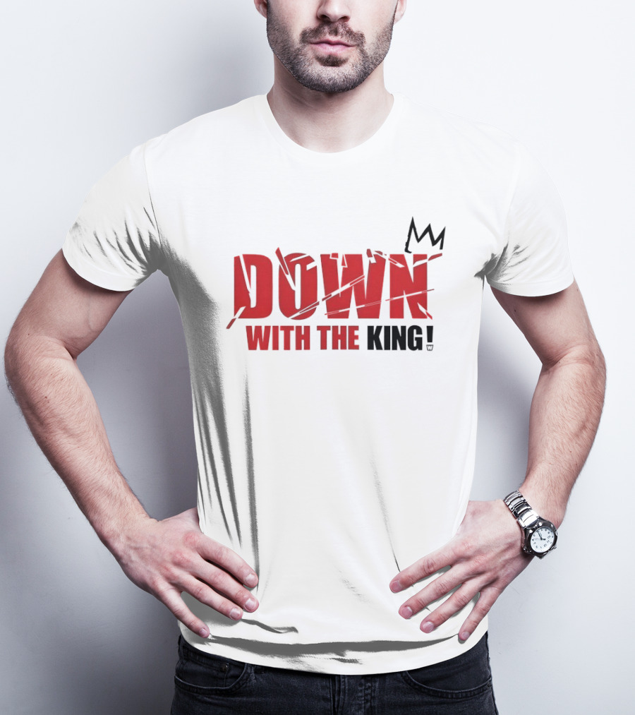 Down With The King Bold Red Text And Stylized Crown T-Shirt