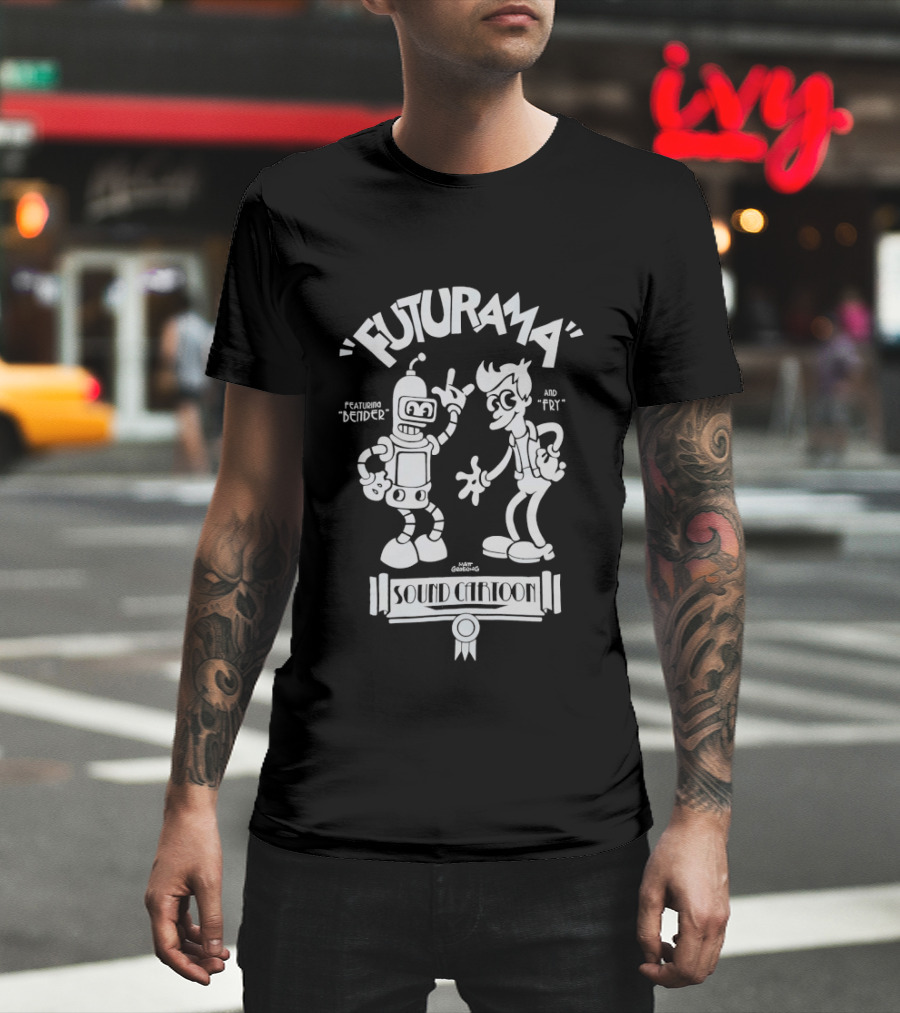 Futurama Featuring Bender And Fry Sound O Vision Cartoon T-Shirt
