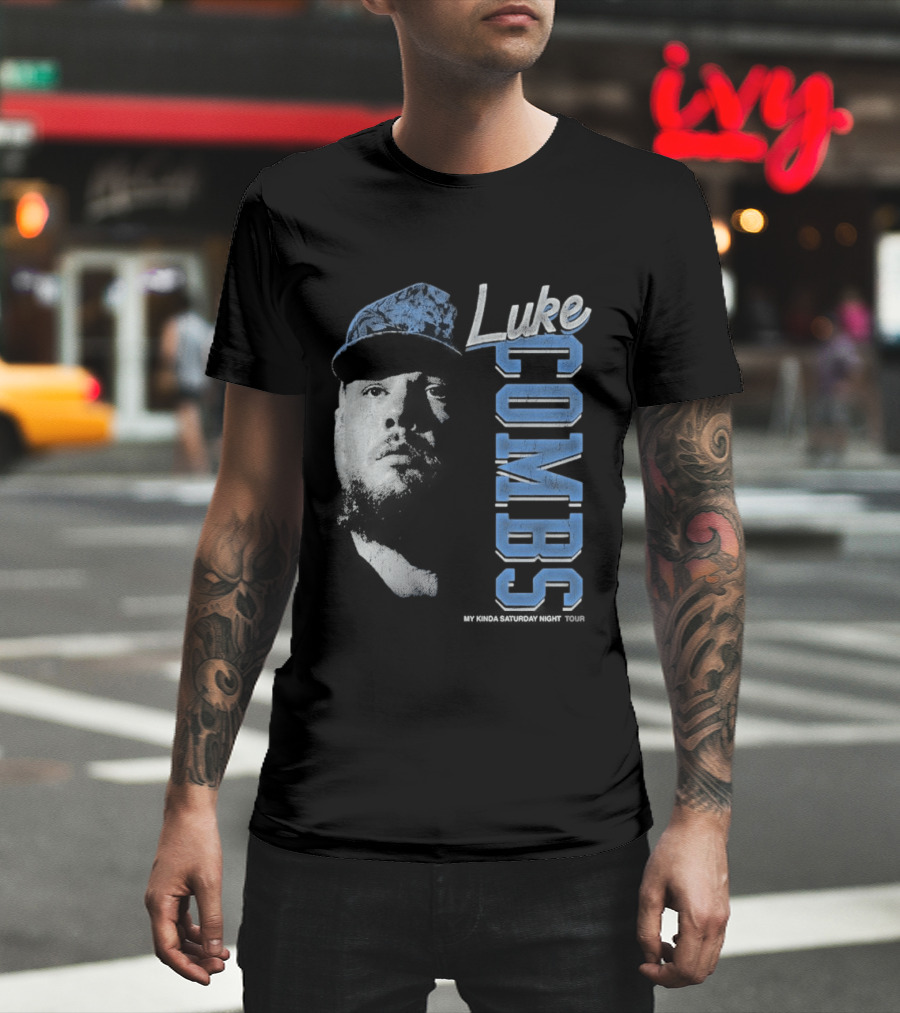 Luke Combs My Kinda Saturday Night Tour Hat And Bearded Face T-Shirt