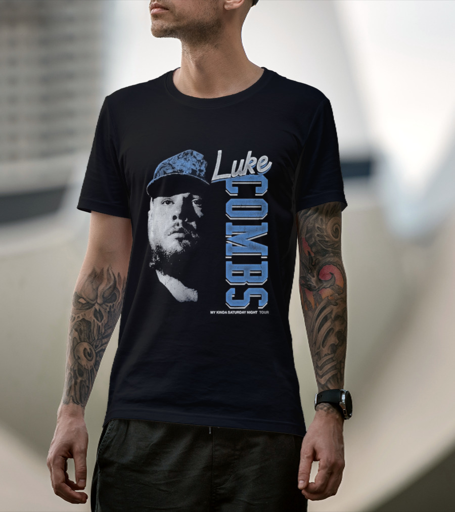 Luke Combs My Kinda Saturday Night Tour Hat And Bearded Face T-Shirt