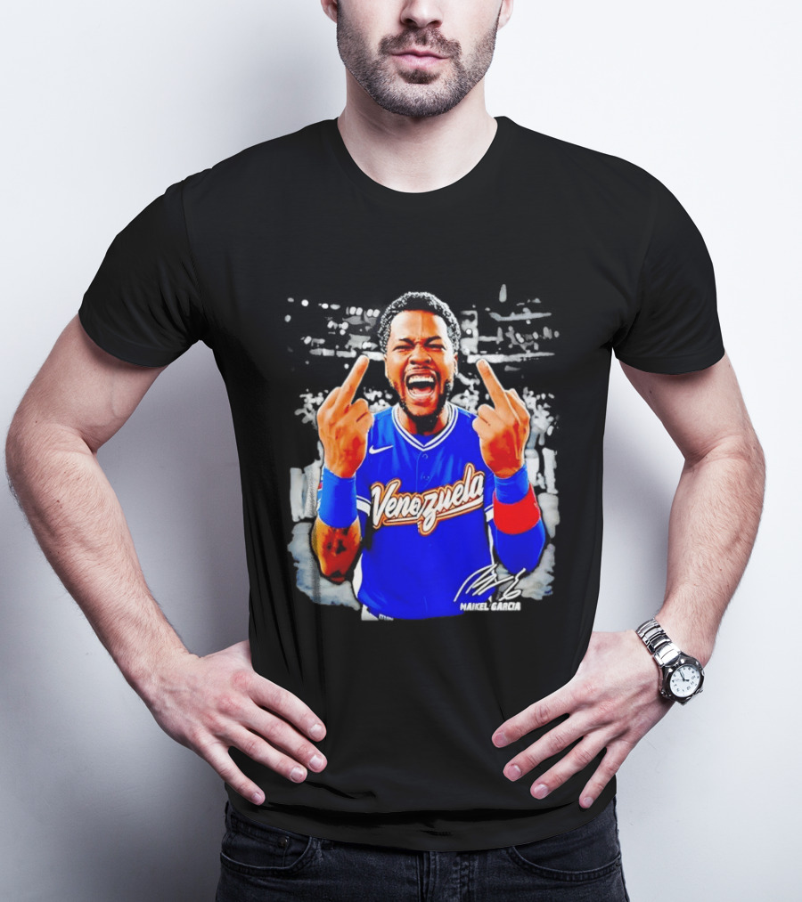 Maikel Garcia Venezuela 2026 MVP Middle Finger Baseball Team T-Shirt