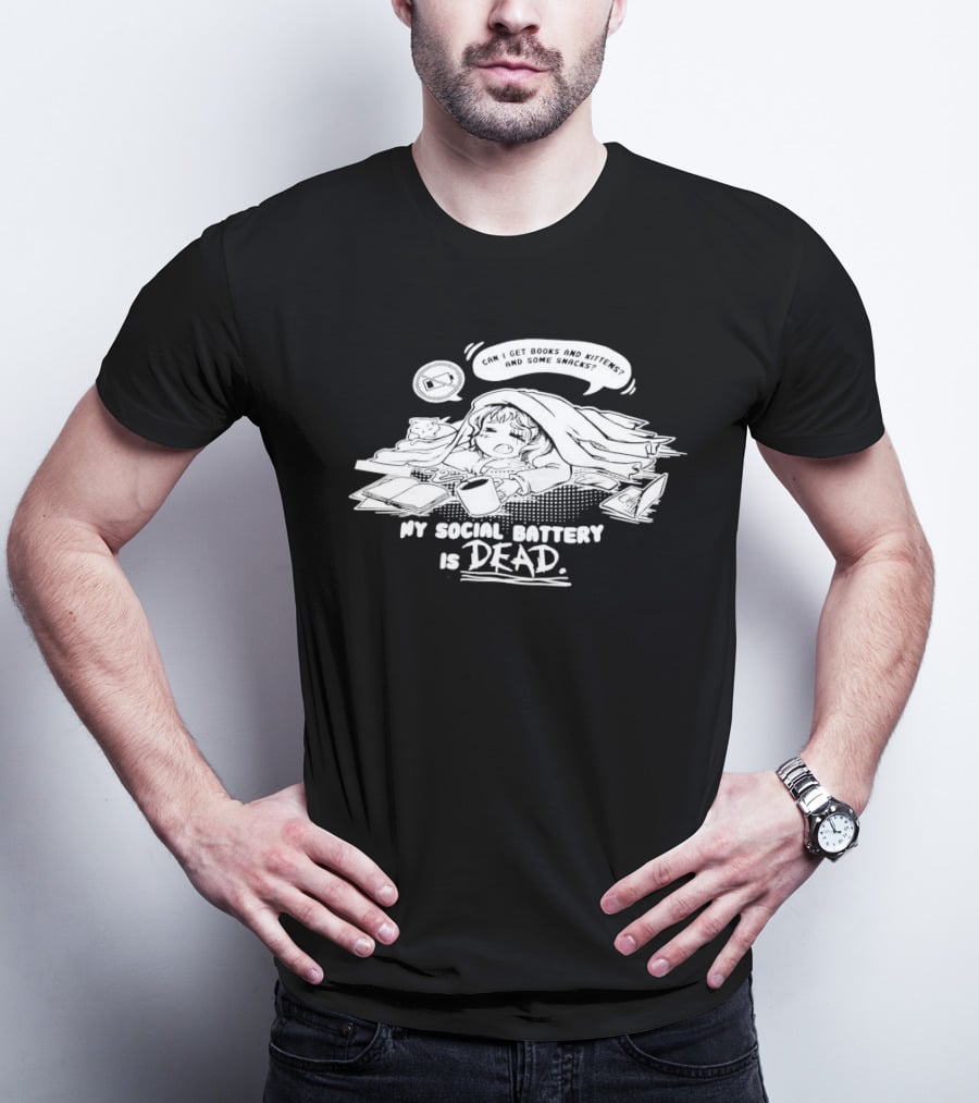 My Social Battery Is Dead Exhausted Comic Style Pop Art Naptime T-Shirt