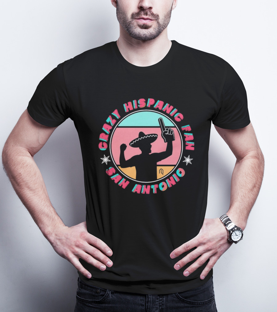 Crazy Hispanic Fan San Antonio Sombrero And Number One Finger T-Shirt