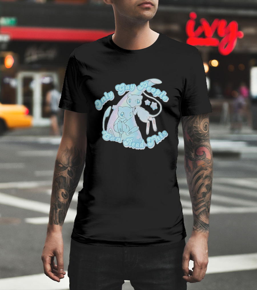 Pokemon Mew Only Gay People Can Read This Stars Retro Rainbow T-Shirt