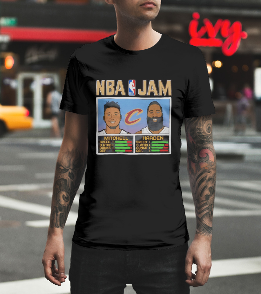NBA Jam Cleveland Cavaliers Donovan Mitchell James Harden T-Shirt