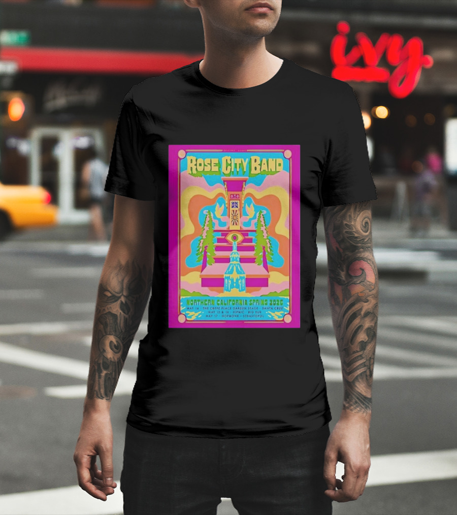 Rose City Band Northern California Spring 2026 Santa Cruz Hopmonk May 14 16 17 Forest Stream Psychedelic T-Shirt