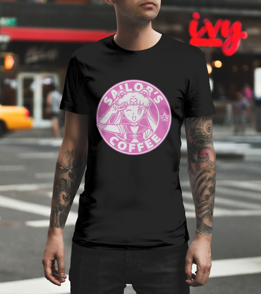 Sailor's Coffee Pink Winking Moon T-Shirt