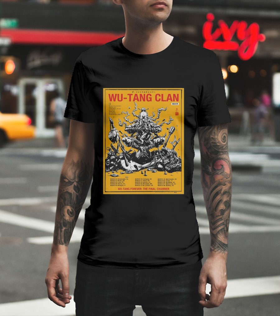 Wu Tang Clan 2026 Europe Tour Wu Tang Forever The Final Chamber Yellow T-Shirt