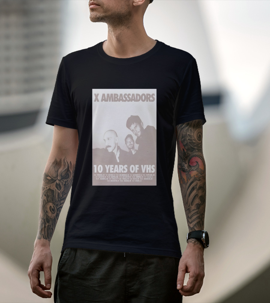 X Ambassadors 10 Years Of VHS Tour 2025 US Cities T-Shirt