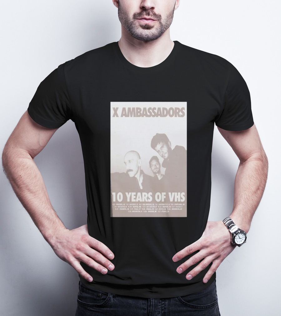 X Ambassadors 10 Years Of VHS Tour 2025 US Cities T-Shirt