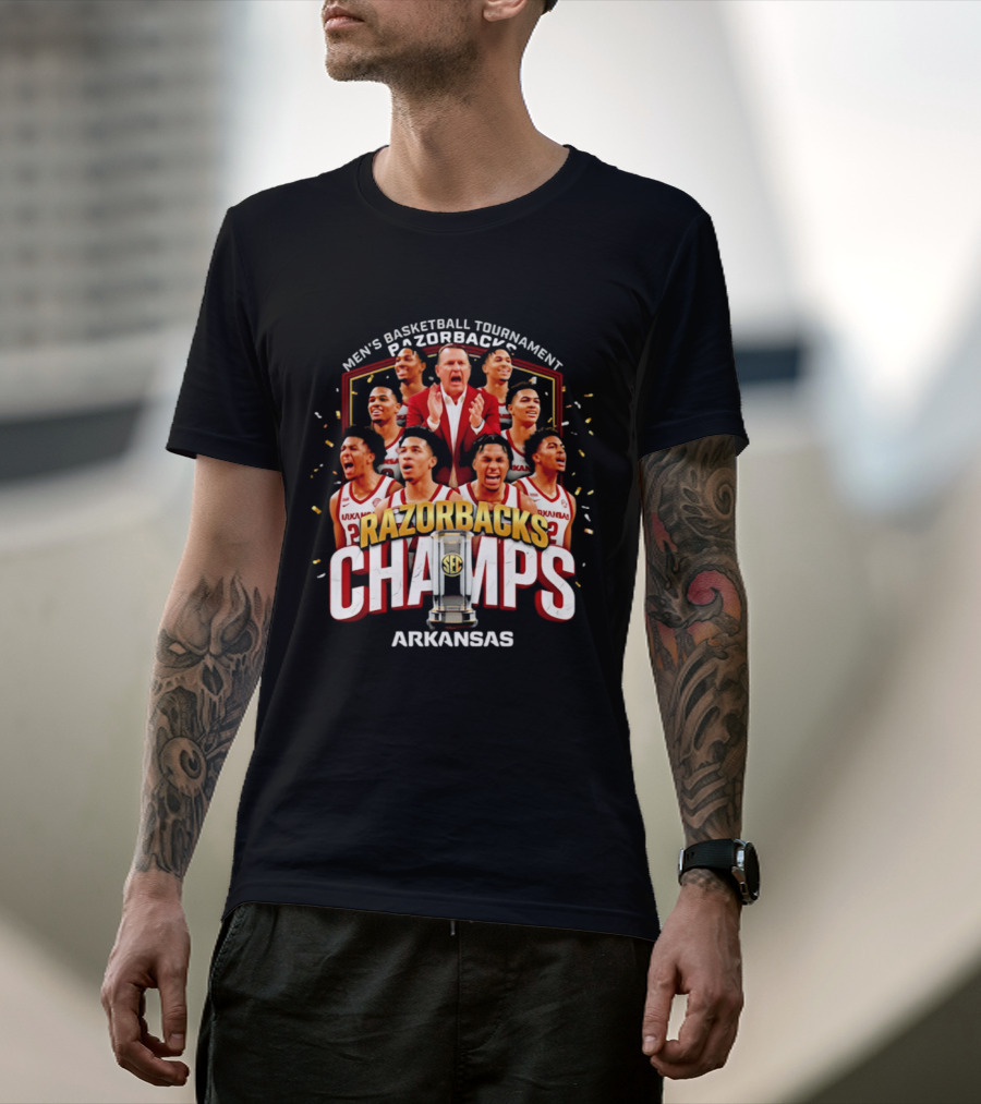 Arkansas Razorbacks Men's Basketball Tournament Champs Razorbacks Champs 2026 T-Shirt