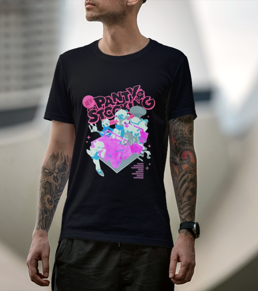 New Panty & Stocking With Garterbelt Anime Characters Colorful Car Scene T-Shirt