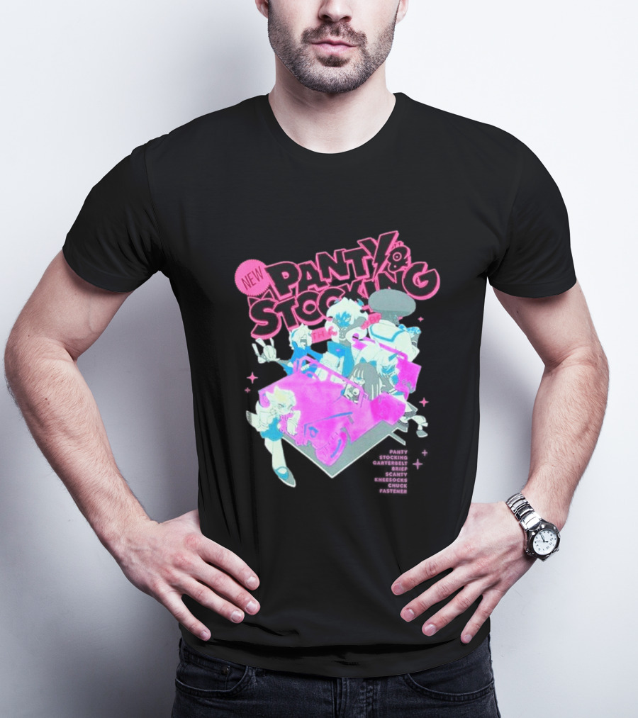 New Panty & Stocking With Garterbelt Anime Characters Colorful Car Scene T-Shirt