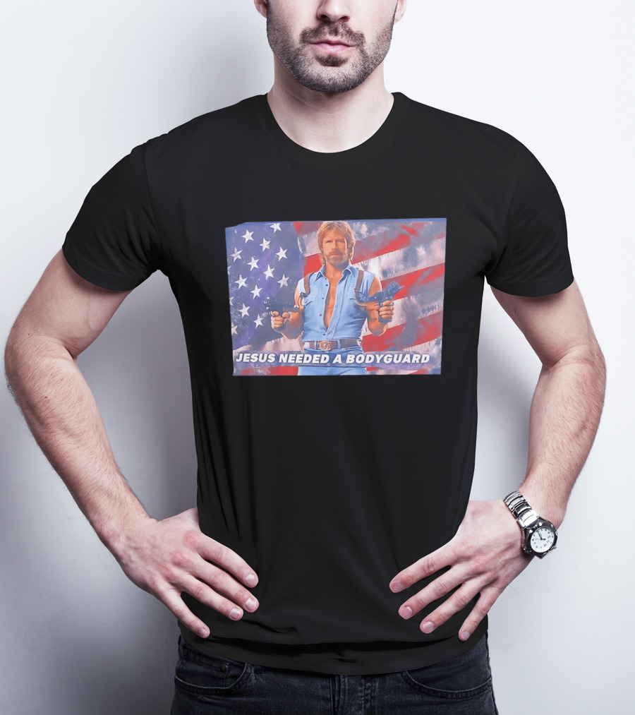 Jesus Needed A Bodyguard Chuck Norris USA Flag T-Shirt