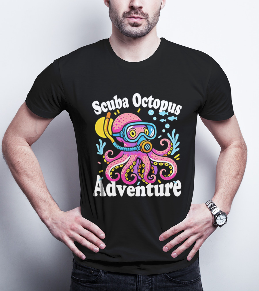 Scuba Octopus Adventure Snorkeling Deep Sea Journey T-Shirt