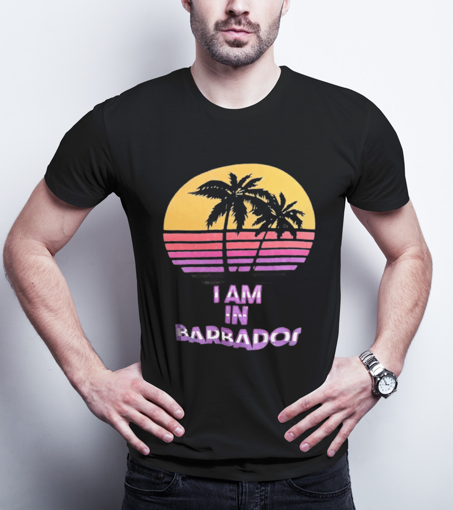 I Am In Barbados Tropical Sunset And Palm Trees T-Shirt