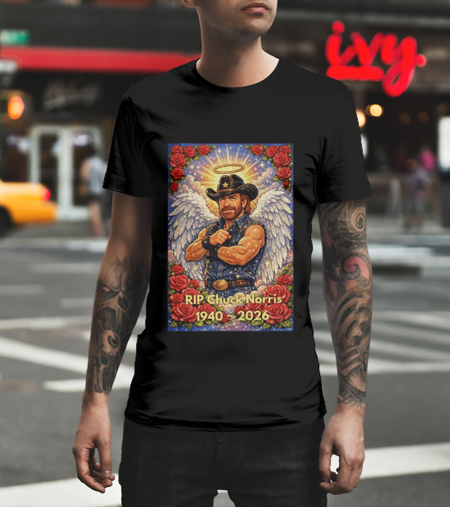 RIP Chuck Norris Angelic Cowboy Tribute 1940 2026 T-Shirt