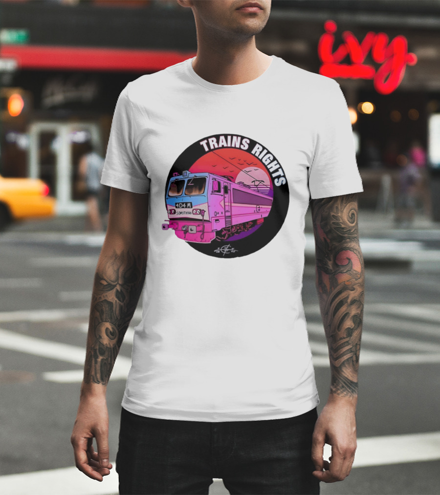 4D4M Something Trains Rights Sunset Train T-Shirt
