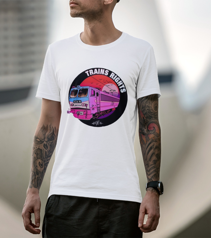 4D4M Something Trains Rights Sunset Train T-Shirt