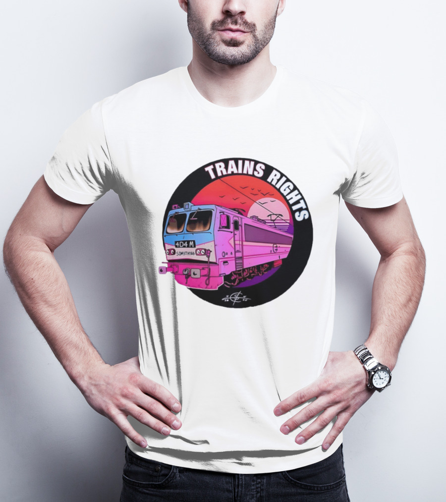 4D4M Something Trains Rights Sunset Train T-Shirt
