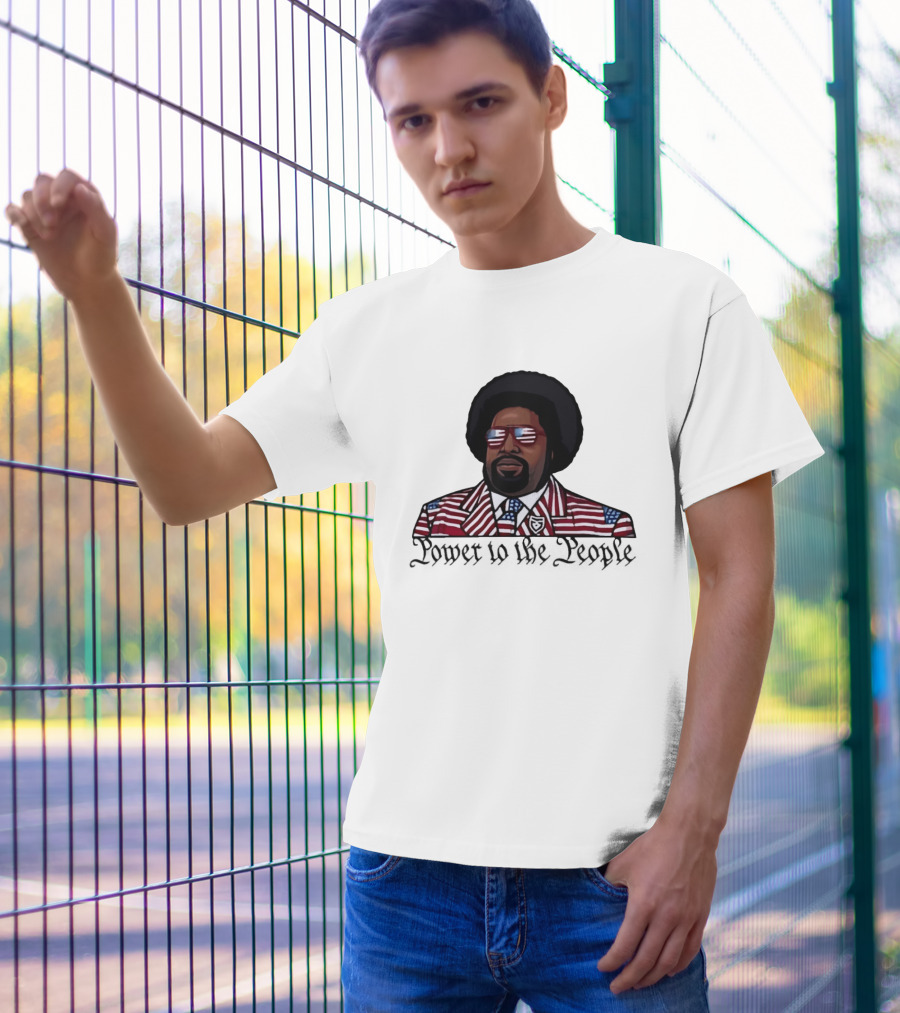 Afro Man American Flag Suit Power To The People T-Shirt