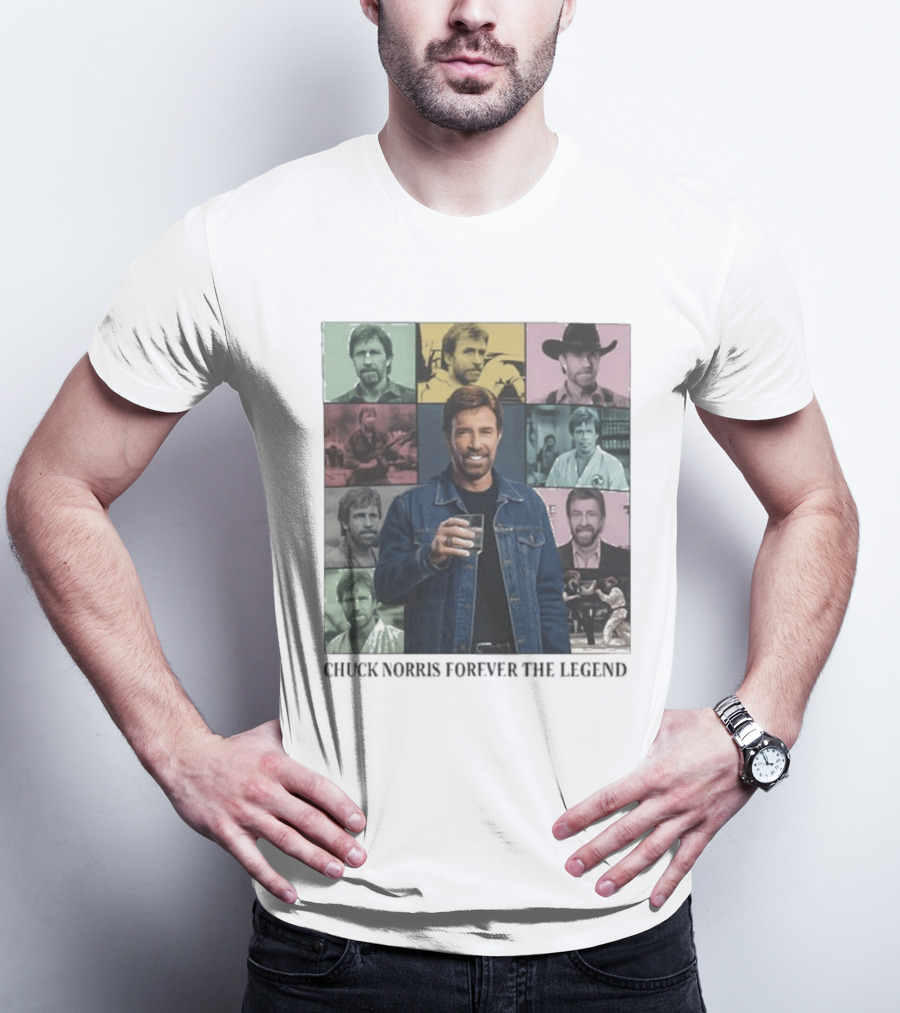 Chuck Norris Forever The Legend Iconic Moments Collage T-Shirt