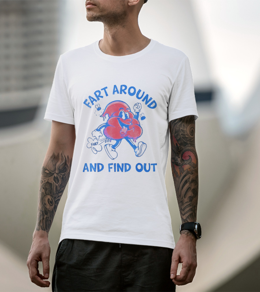 Fart Around And Find Out Humorous Blue Cartoon Cloud T-Shirt