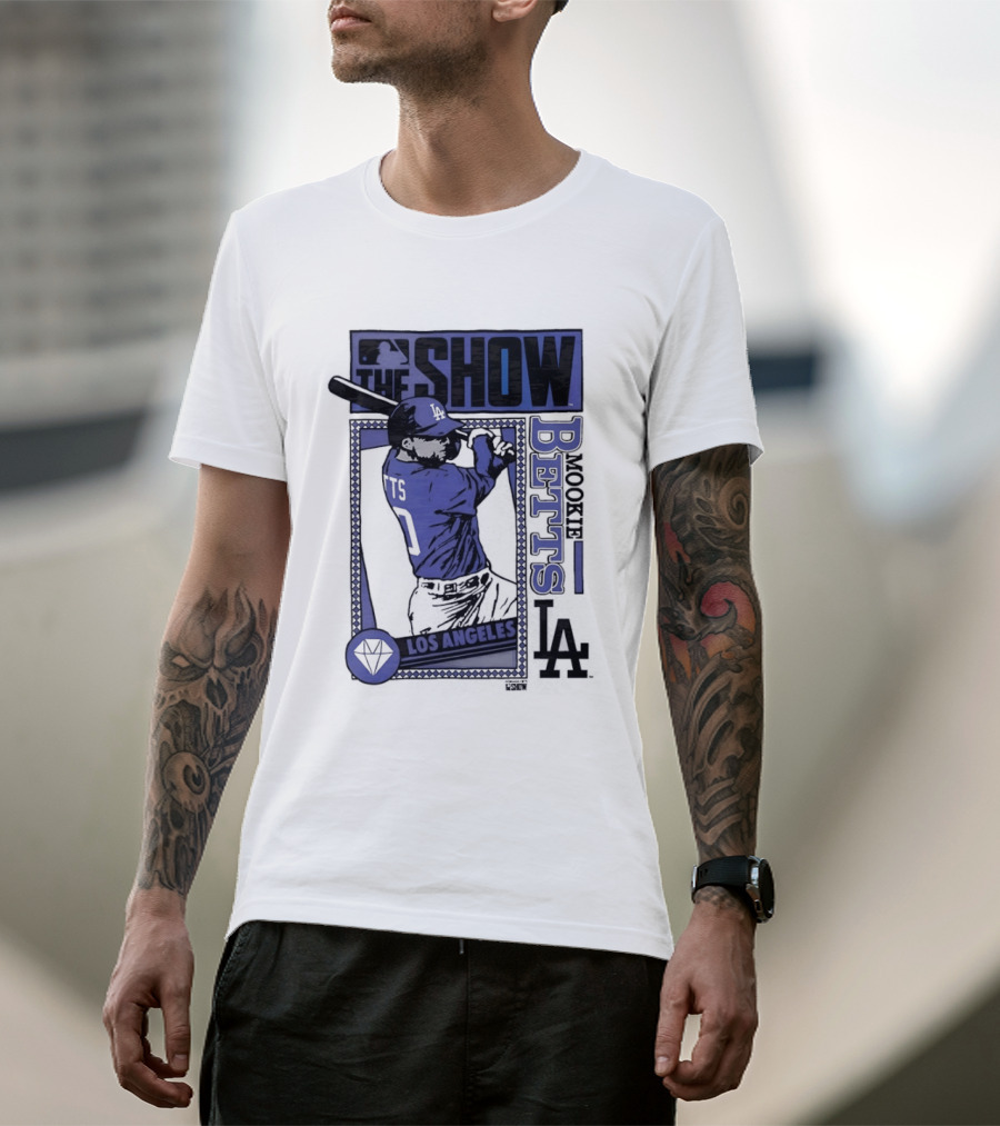 MLB The Show Mookie Betts 50 Los Angeles Dodgers Caricature T-Shirt