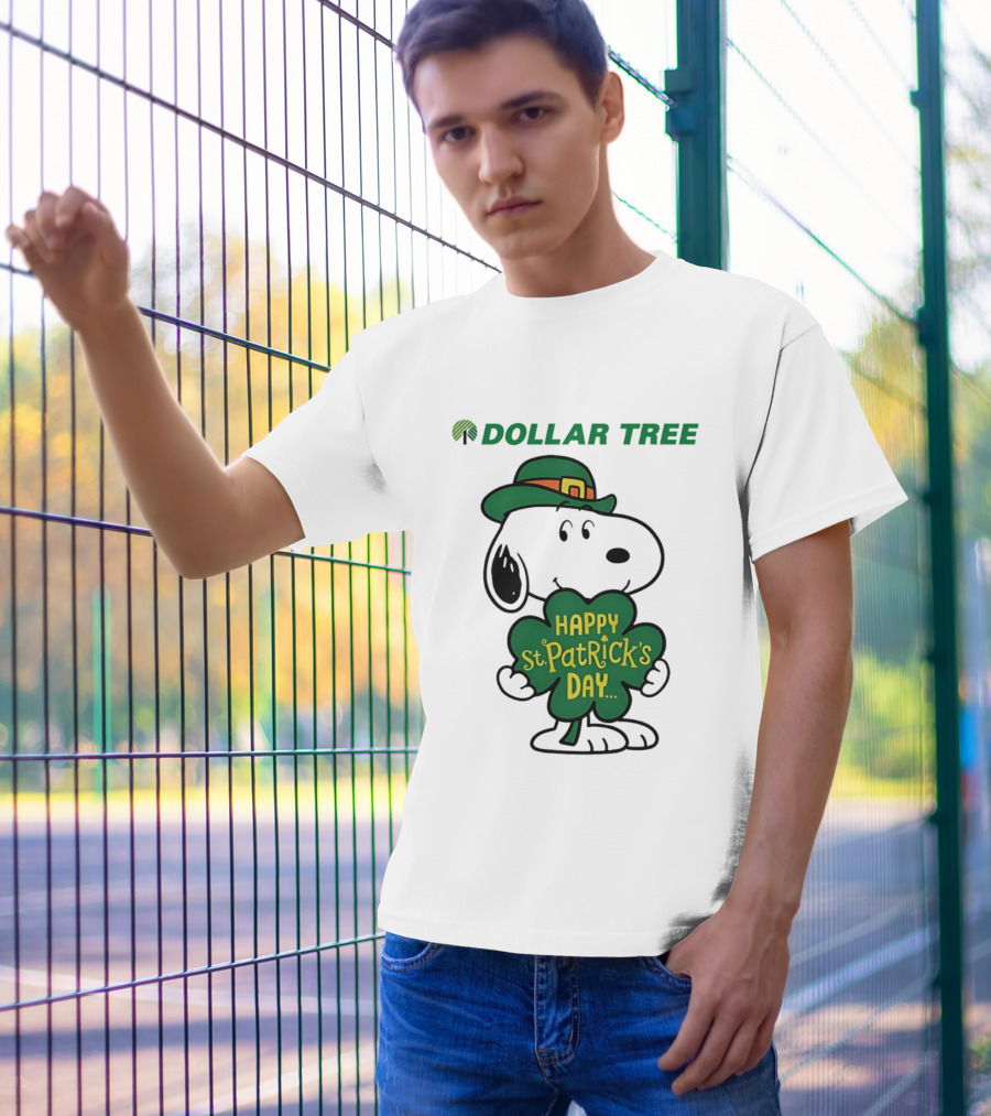 Dollar Tree Snoopy Happy St. Patrick's Day 2026 Clover Hat T-Shirt
