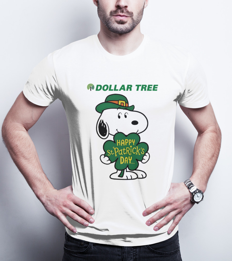 Dollar Tree Snoopy Happy St. Patrick's Day 2026 Clover Hat T-Shirt