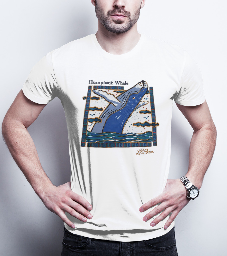 Humpback Whale Maritime Art 1990s Vibe Splashing Waves And Clouds Scene T-Shirt