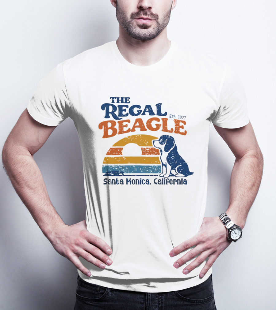 The Regal Beagle Santa Monica California Est 1977 Vintage Sunset Dog T-Shirt