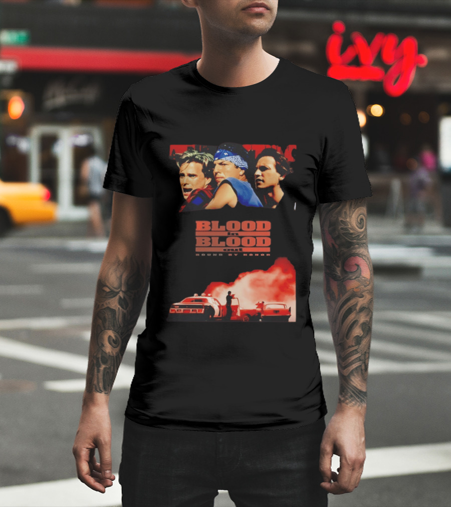 Blood In Blood Out Movie Latino Bound By Honor Dramatic Trio And Intense Action Scene T-Shirt