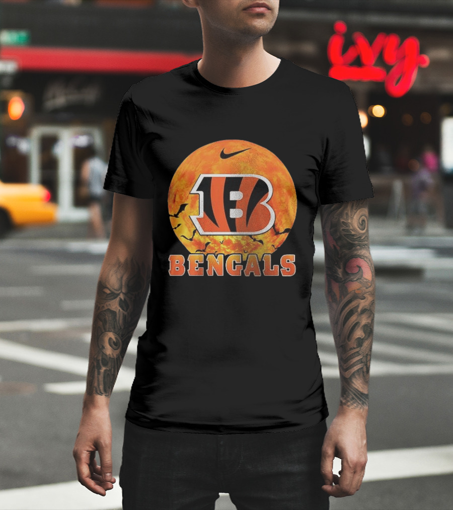 Cincinnati Bengals Halloween Nike Bats Pumpkin T-Shirt