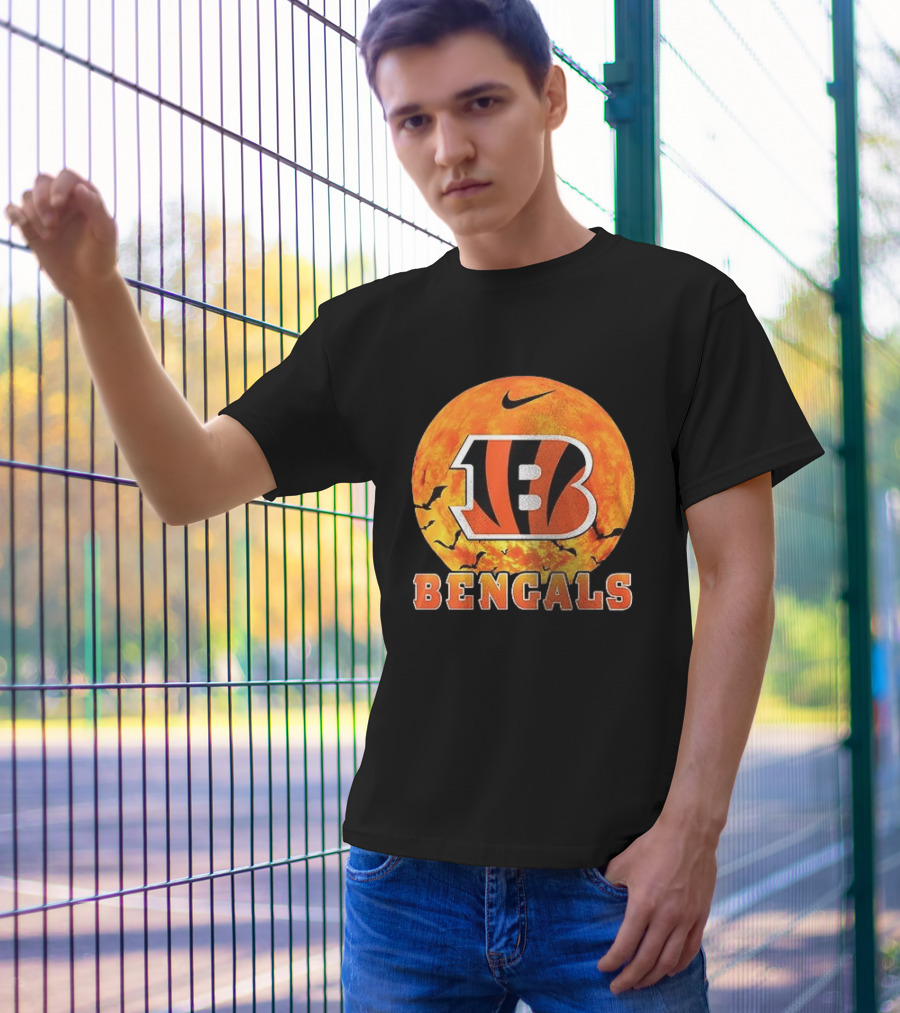 Cincinnati Bengals Halloween Nike Bats Pumpkin T-Shirt