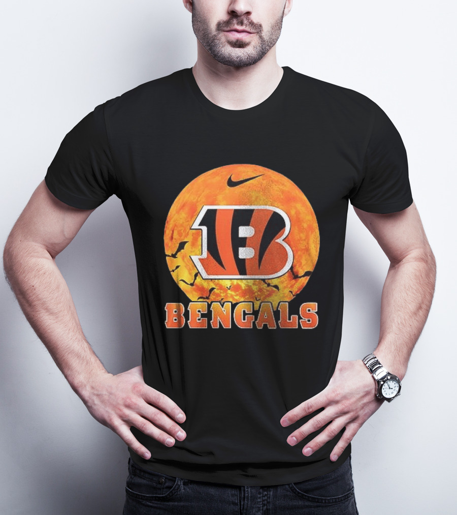 Cincinnati Bengals Halloween Nike Bats Pumpkin T-Shirt