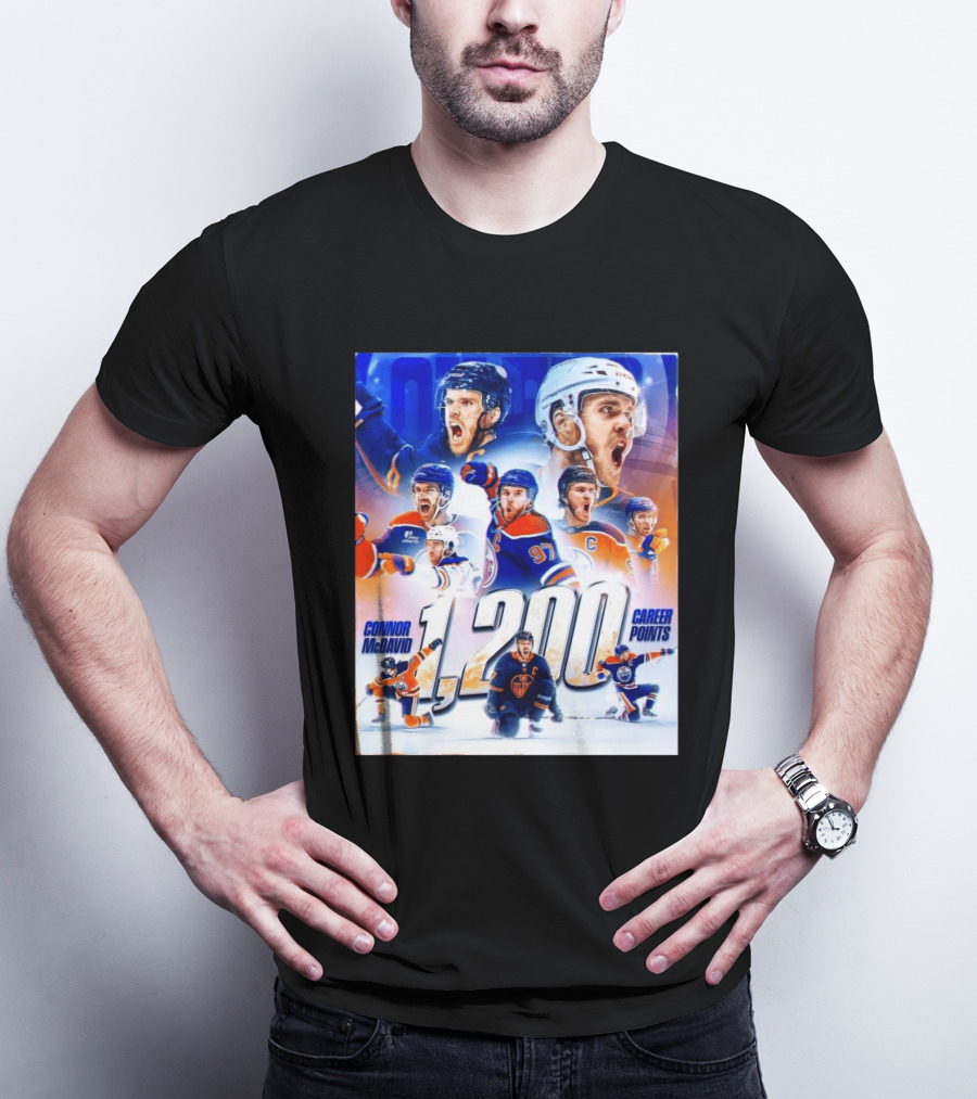 Connor McDavid 1200 Career Points NHL Record T-Shirt