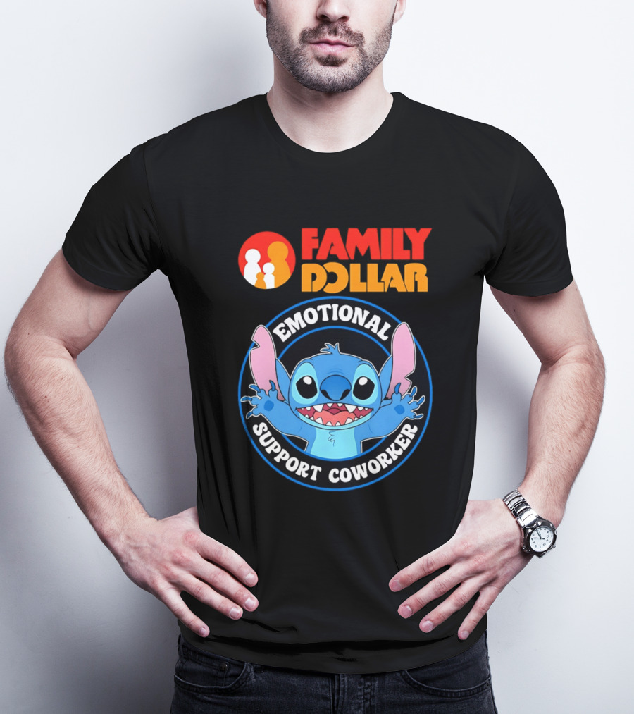 Family Dollar Emotional Support Coworker Stitch T-Shirt
