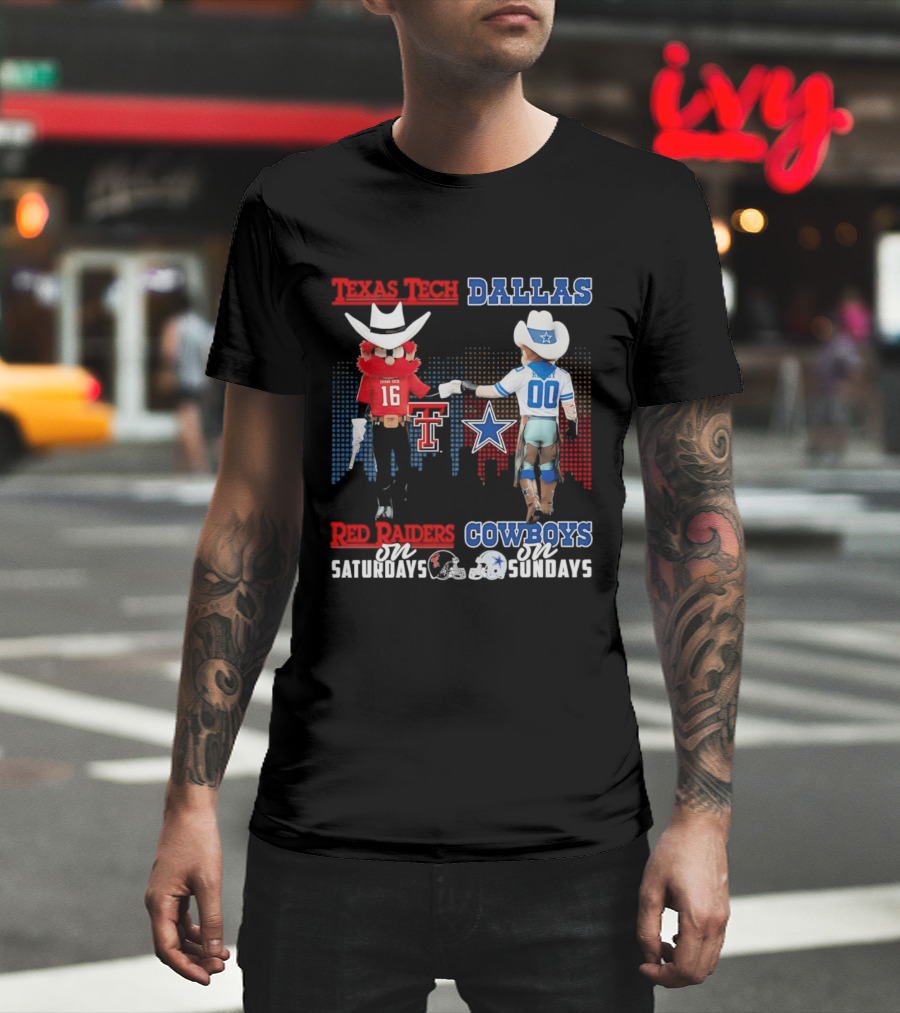 Texas Tech Red Raiders Saturdays Dallas Cowboys Sundays Skyline T-Shirt