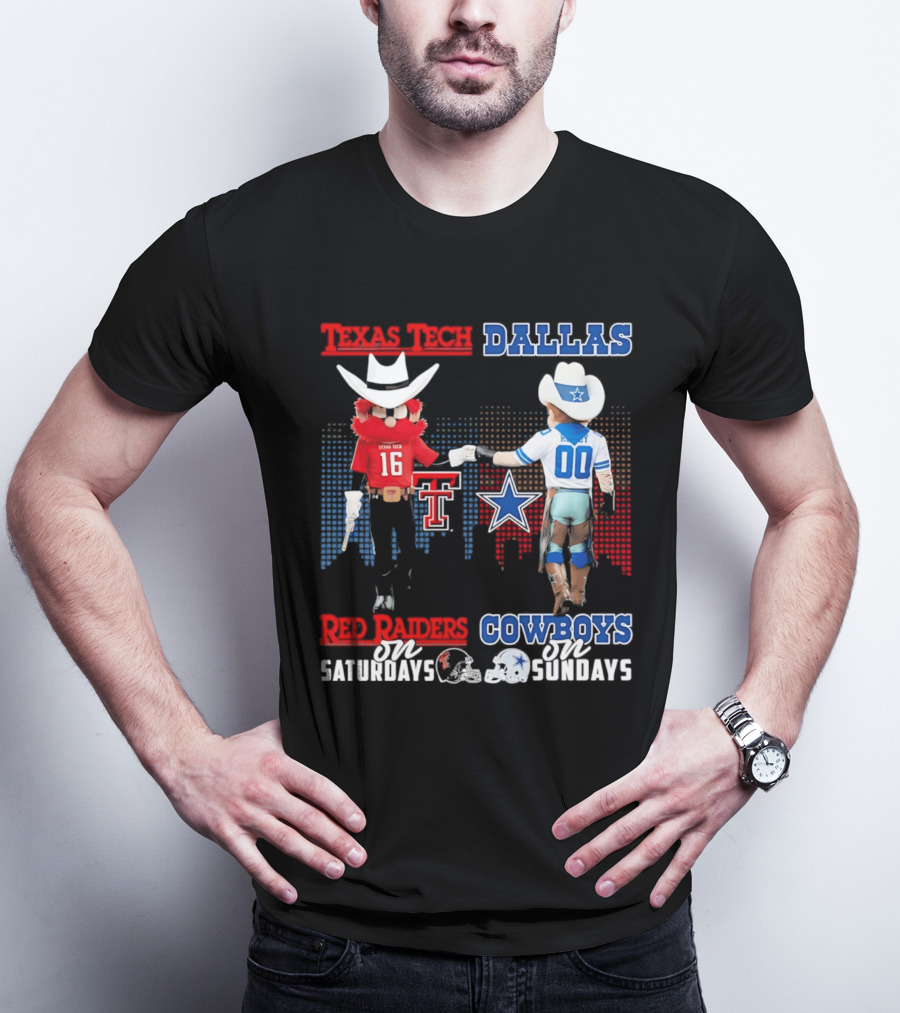 Texas Tech Red Raiders Saturdays Dallas Cowboys Sundays Skyline T-Shirt