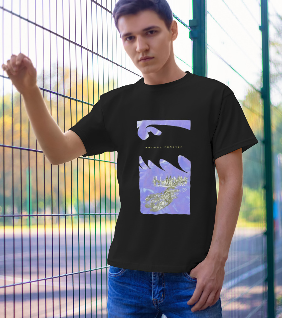 Photos Of A Batman Forever Gotham City Skyline Batmobile T-Shirt