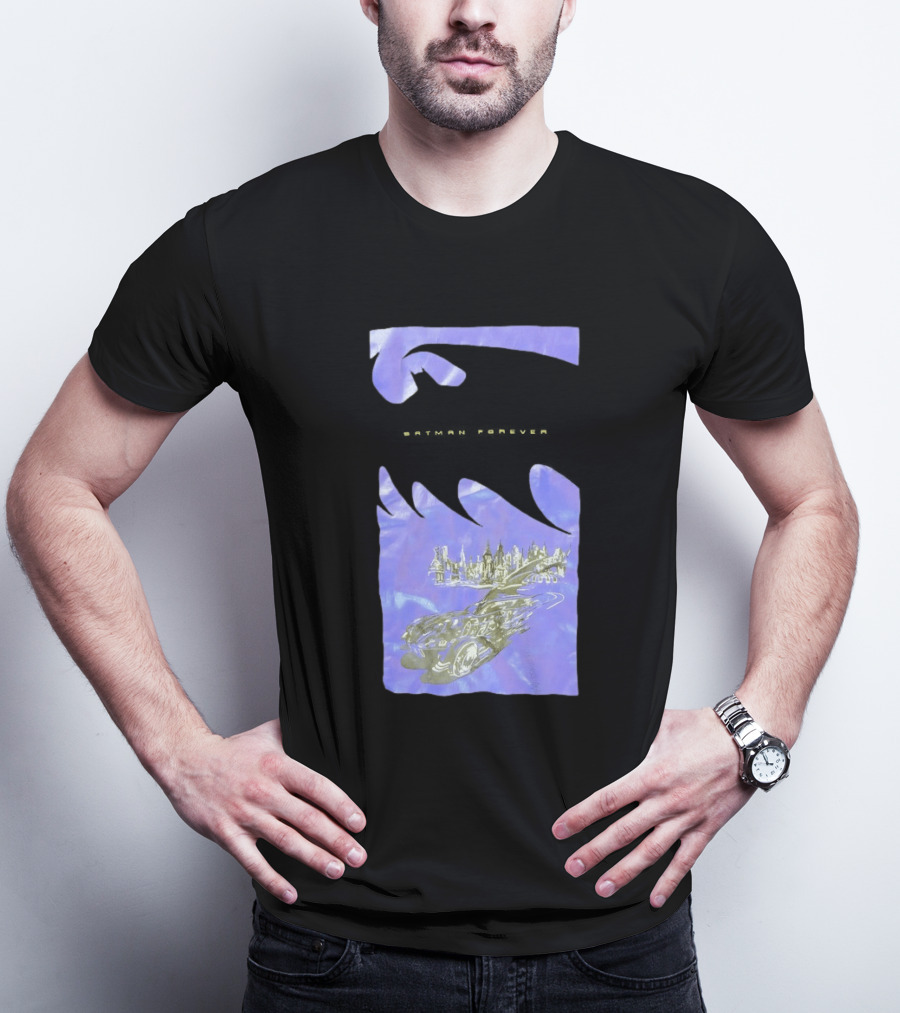 Photos Of A Batman Forever Gotham City Skyline Batmobile T-Shirt