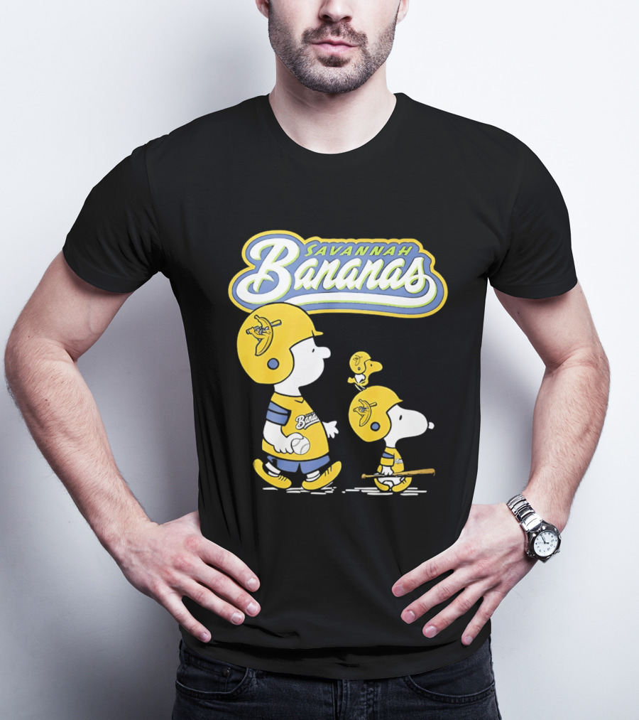 Savannah Bananas Snoopy Peanuts Baseball Player Helmet Bat T-Shirt