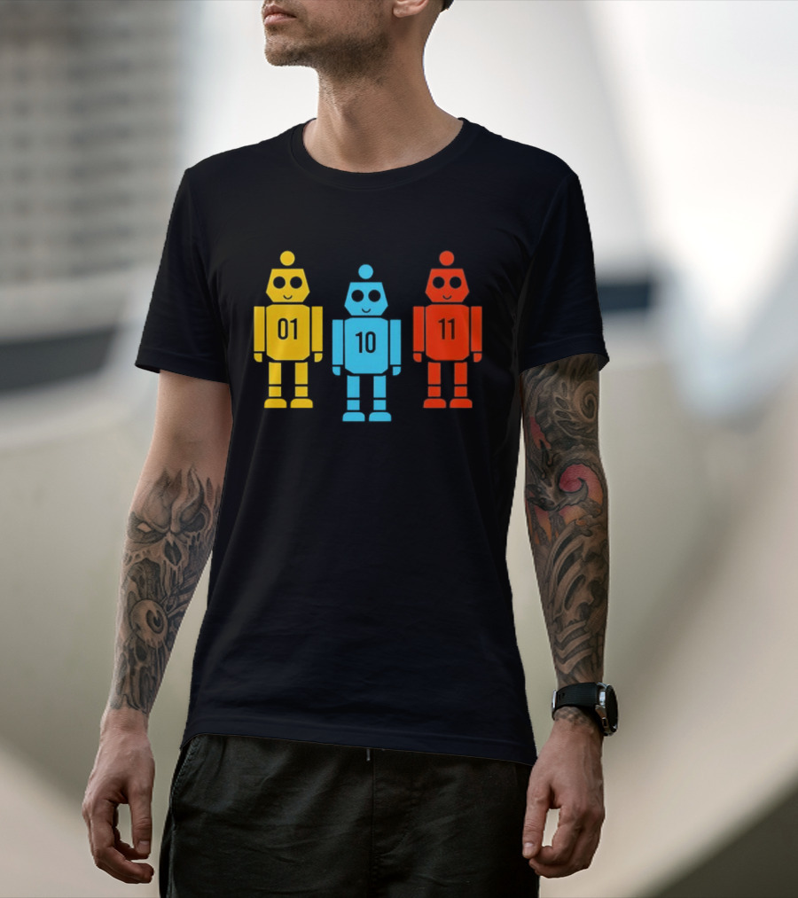 Robot 01 10 11 Trio Colorful Robot T-Shirt