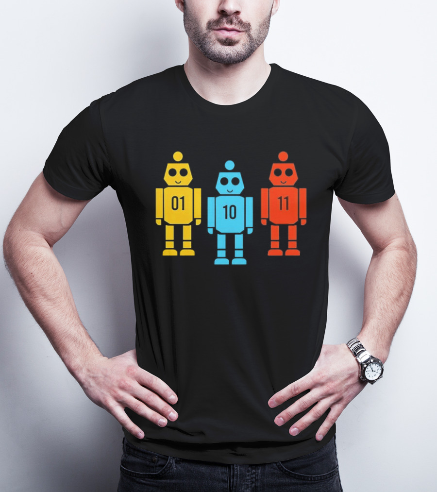 Robot 01 10 11 Trio Colorful Robot T-Shirt