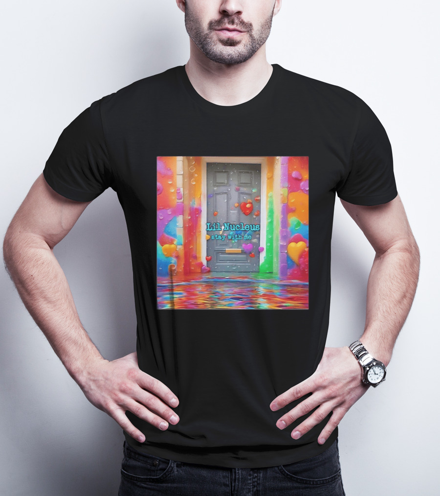 Lil Nucleus Stay With Me Colorful Heart Doorway T-Shirt