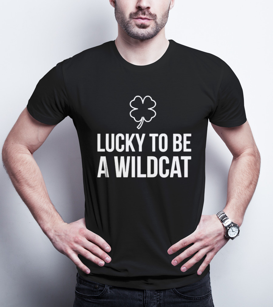 Lucky To Be A Wildcat Clover St Patrick's Day T-Shirt