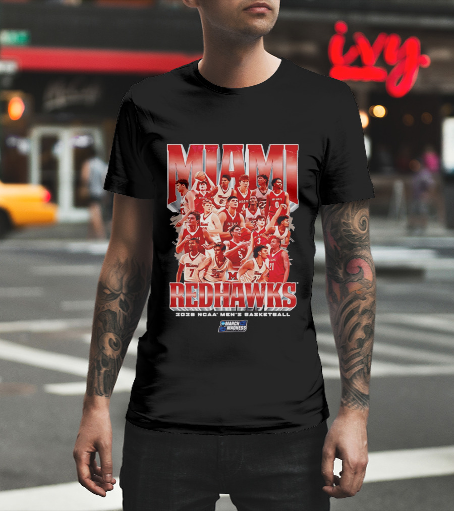 Miami RedHawks Basketball NCAA March Madness 2026 Team Collage T-Shirt